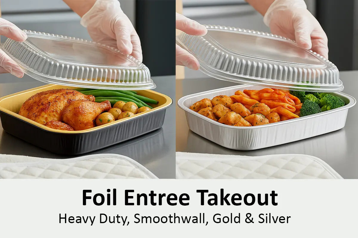 Gold & Silver Foil Takeout Containers – Aluminum with Clear Lids – Mega ...