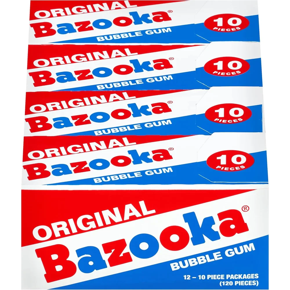 Bazooka Wallet Pack Bubblegum Original & Blue Raspberry 10 Pcs - 12 ...