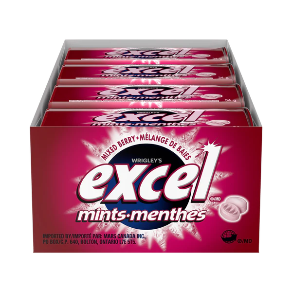 Excel Mints Mixed Berry Tin Pack 8 x 34g, Canadian Distribution Bulk ...