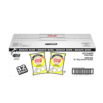Lay's Classic Original Regular Potato Chip Snacks 32 x 60g, Bulk Snack ...