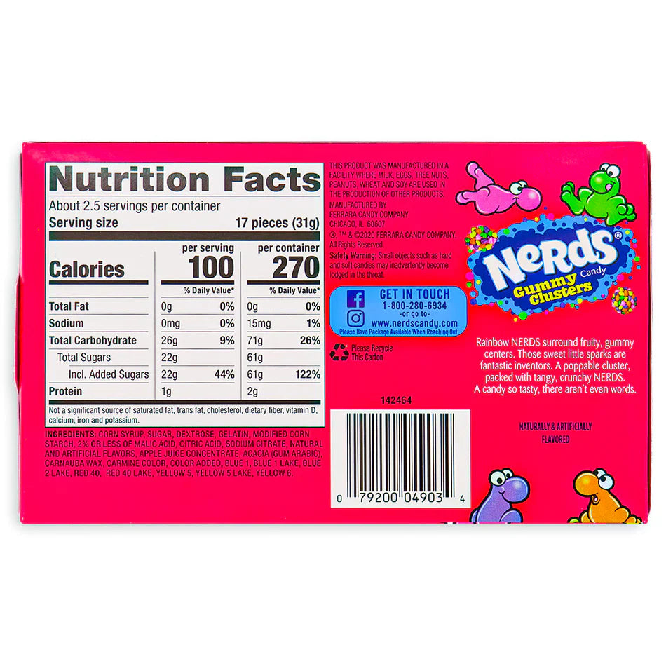 Nerds Gummy Clusters Rainbow Theatre Box 3 Oz 4 x 85g, Retail Candy ...