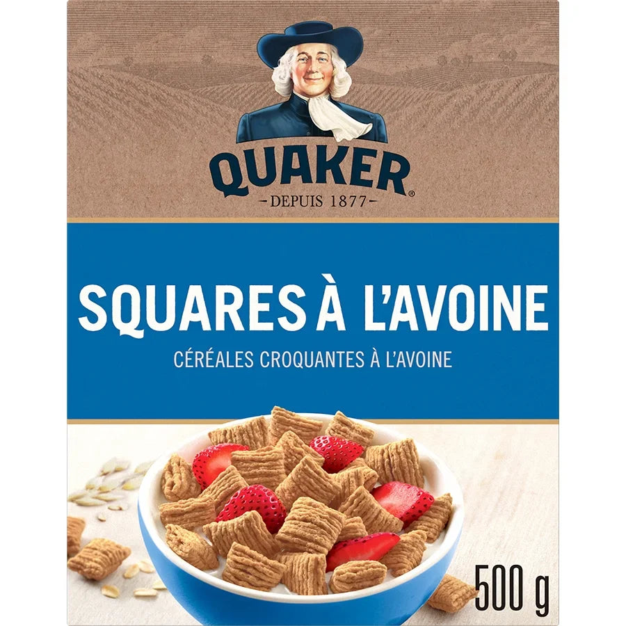 Quaker Oatmeal Square Cereal 12 x 500g, Healthy Breakfast Cereals ...