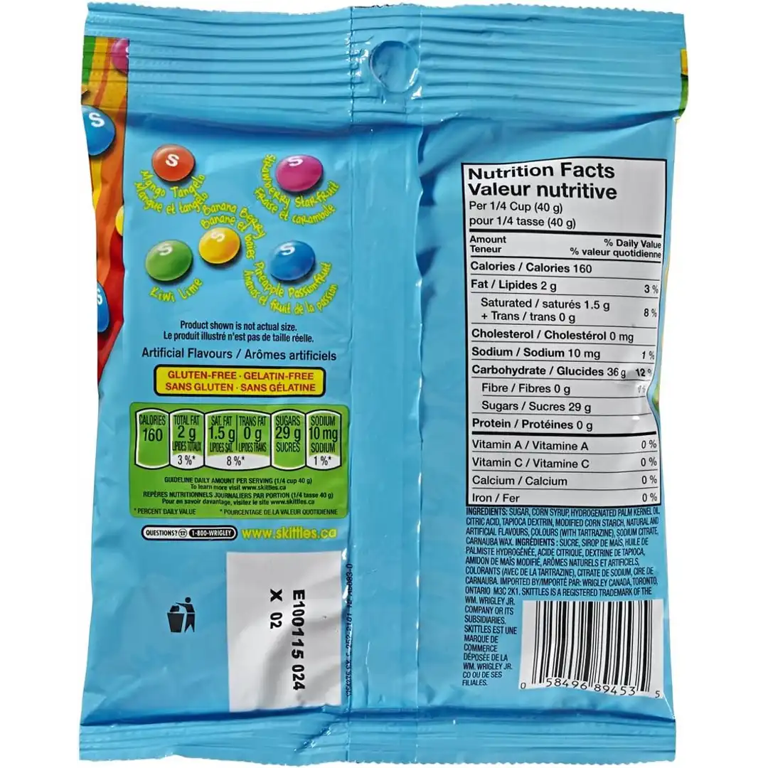 Skittles Tropical Chewy Candy 12 x 191g, Bulk Candy Supplier in Canada ...