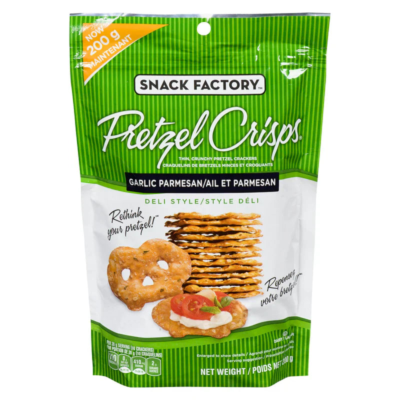 Pretzel Crisps Garlic Parmesan - 12 x 200g Cheese flavored healthy ...