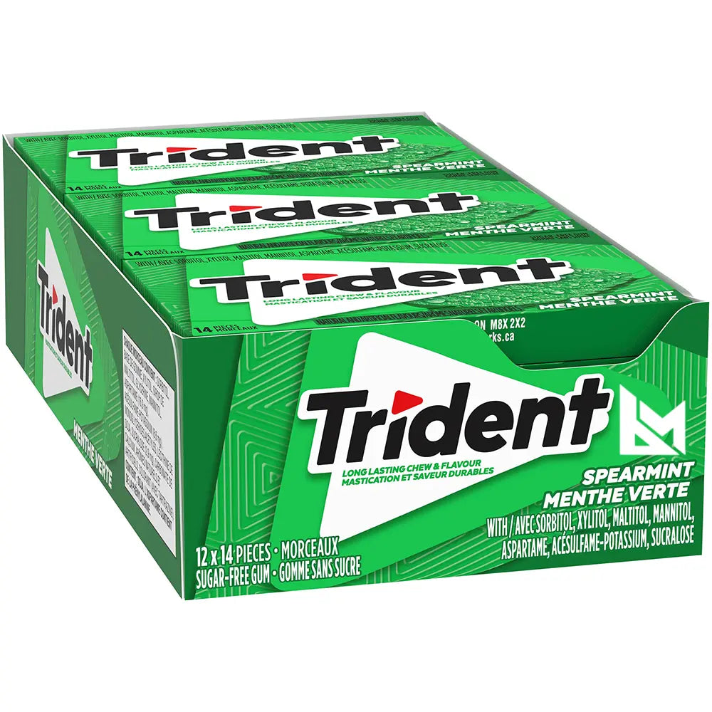Trident Spearmint Sugar Free Gum 14 Pcs 144 Packs, Bulk Mart – Mega Store